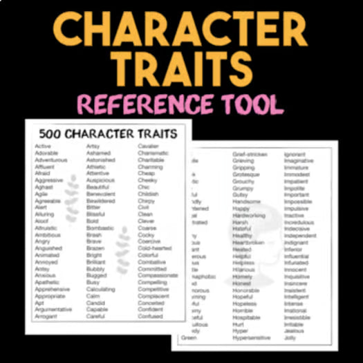 Character Traits List — 500 Words – Chomping at the Lit