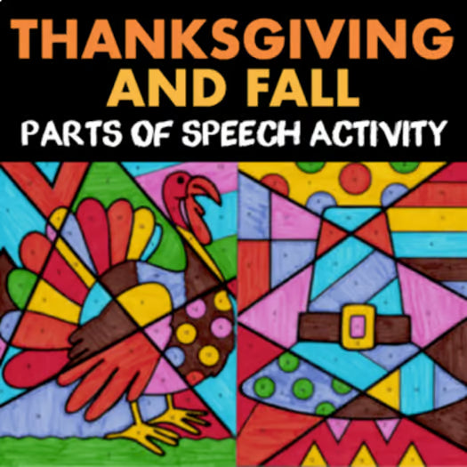 Fall and Thanksgiving — Parts of Speech Coloring Activity (Pop Art ...