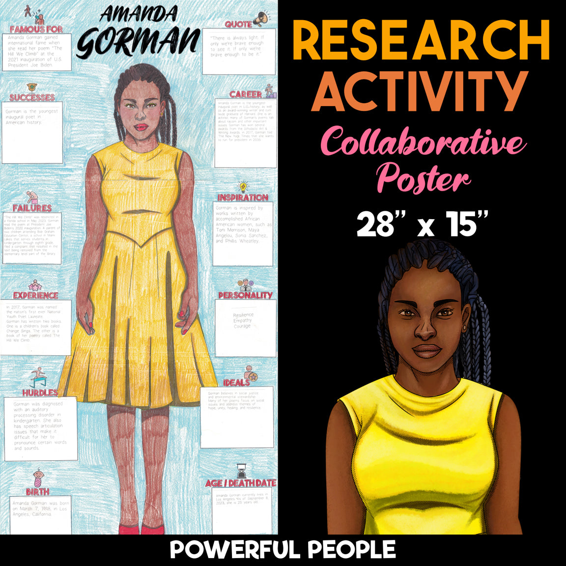 Amanda Gorman — Powerful People Collaborative Poster Activity ...