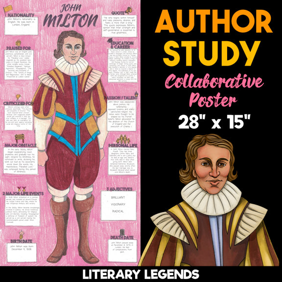 John Milton Author Study — Literary Legends Collaborative Poster ...