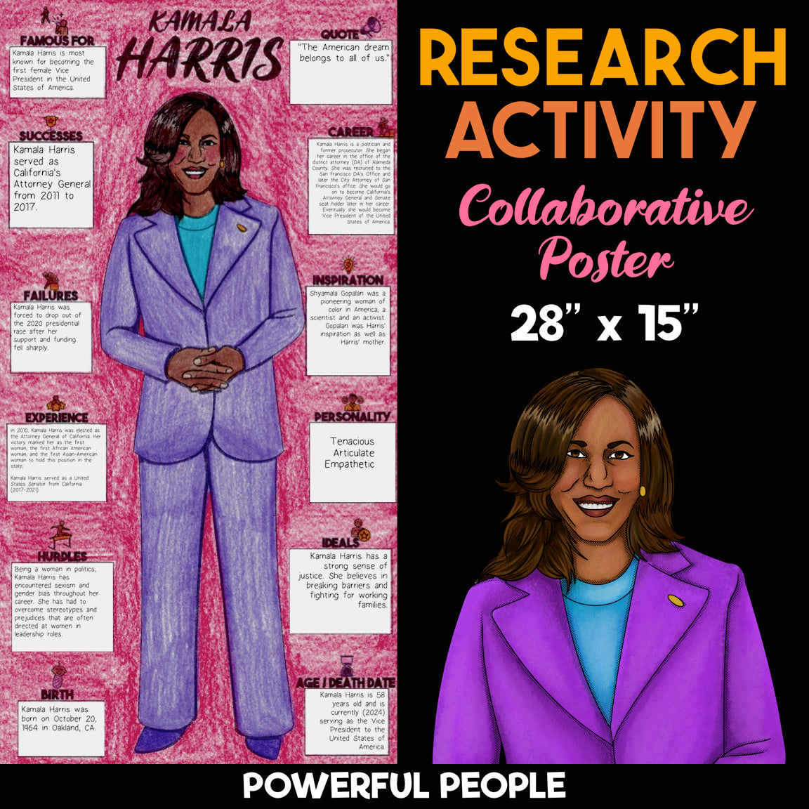 Kamala Harris — Powerful People Collaborative Poster Activity ...