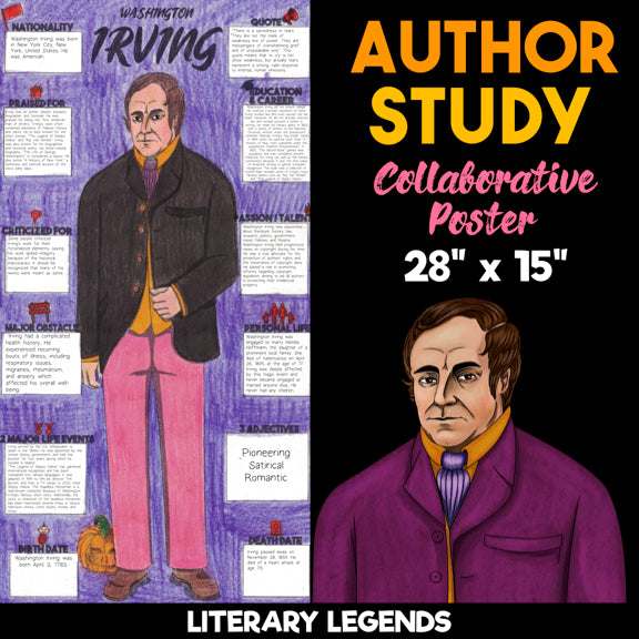 Washington Irving Author Study — Literary Legends Collaborative Poster ...